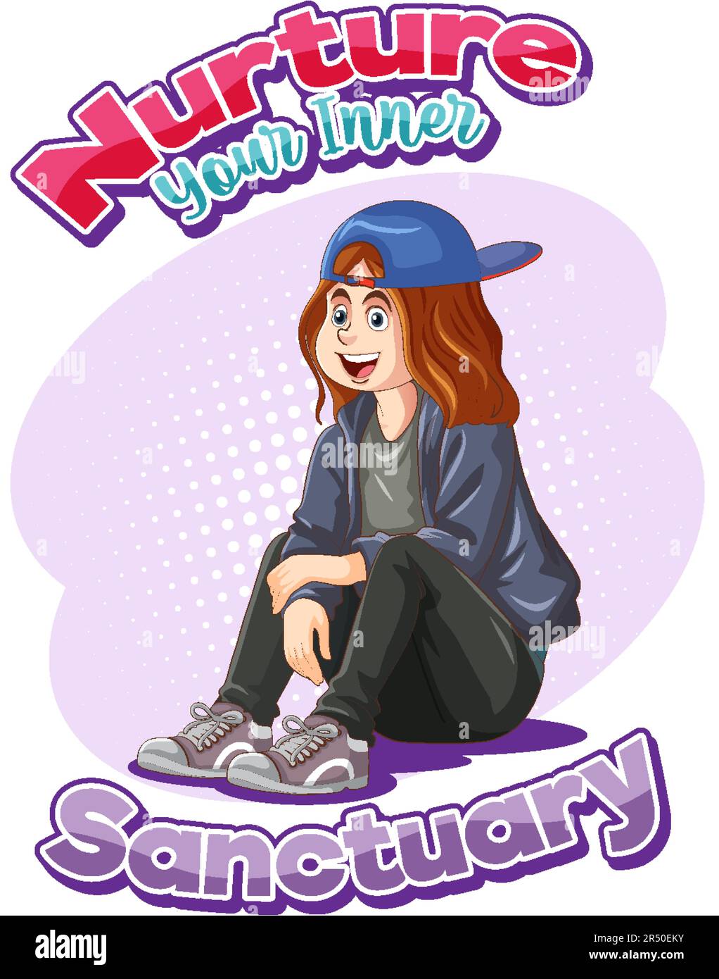 Inspirational Quotes with Teenage Character illustration Stock Vector ...