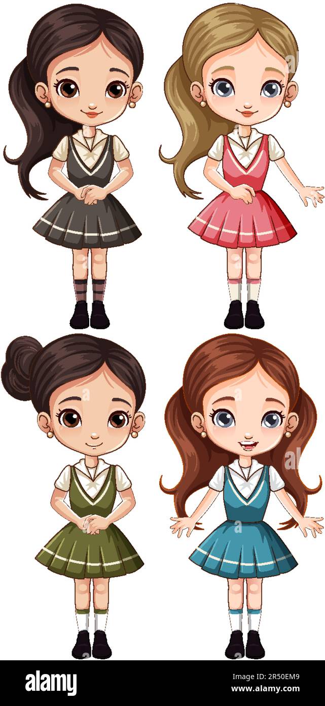 Set of female student cartoon illustration Stock Vector Image & Art - Alamy