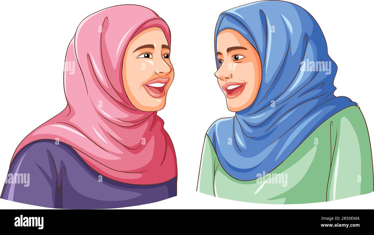 Happy muslim woman wearing hijab friends illustration Stock Vector ...