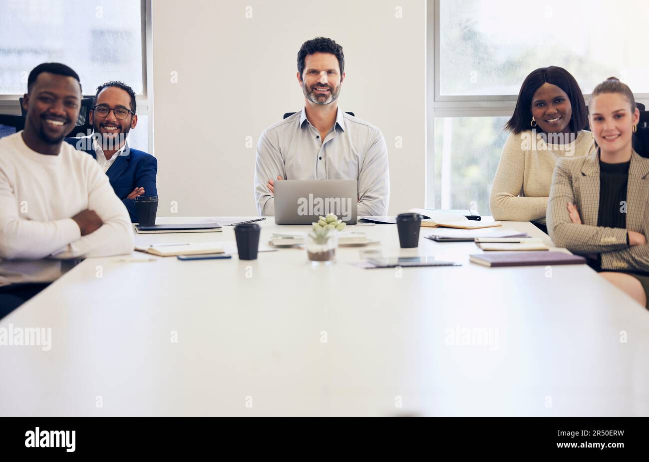 Business people, portrait and meeting for teamwork, planning or ...