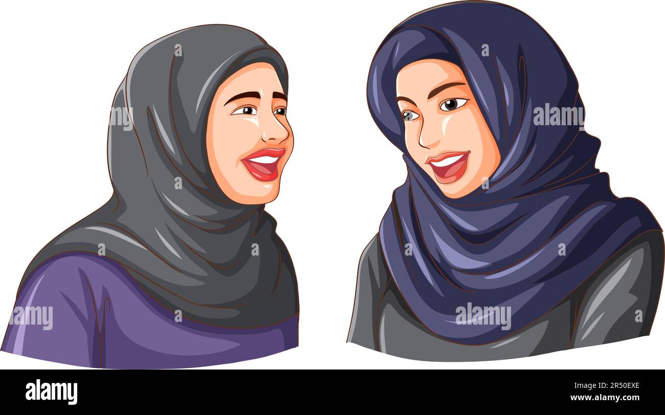 Happy muslim woman wearing hijab friends illustration Stock Vector ...