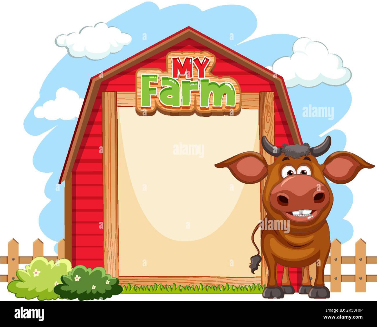 Cow with empty banner templae illustration Stock Vector Image & Art - Alamy