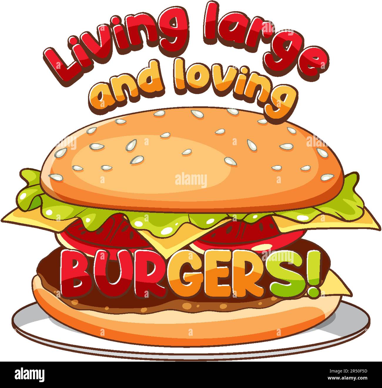 Living large and loving burgers icon cartoon illustration Stock Vector ...