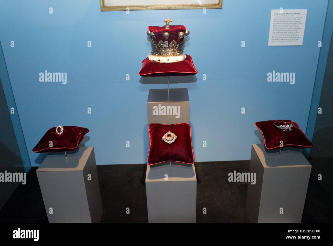 A coronet and jewels belonging to the Spencer family at the opening of ...