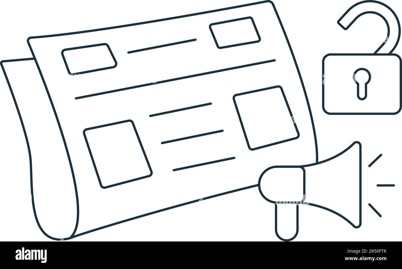 Free press icon. Monochrome simple sign from freedom collection. Free ...