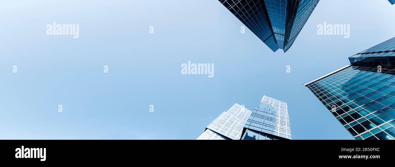 Business skyscrapers and office business center building on banner ...