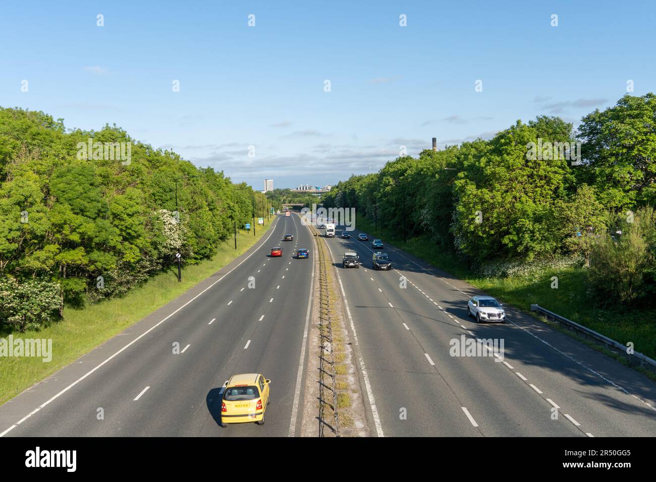 View over the A167 dual carriageway by Town Moor in the city of ...