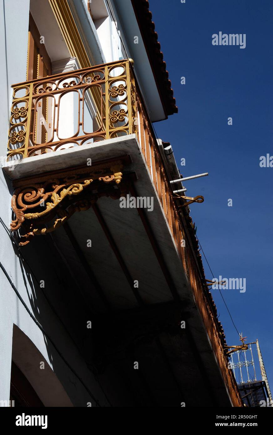 Greece, Northeastern Aegean, Lesvos island Agiasos traditional town ...