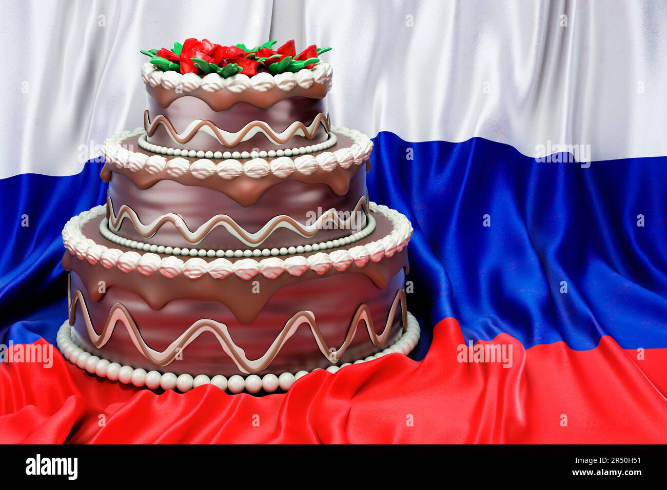 Chocolate cake on the Russian flag background, 3D rendering Stock Photo ...
