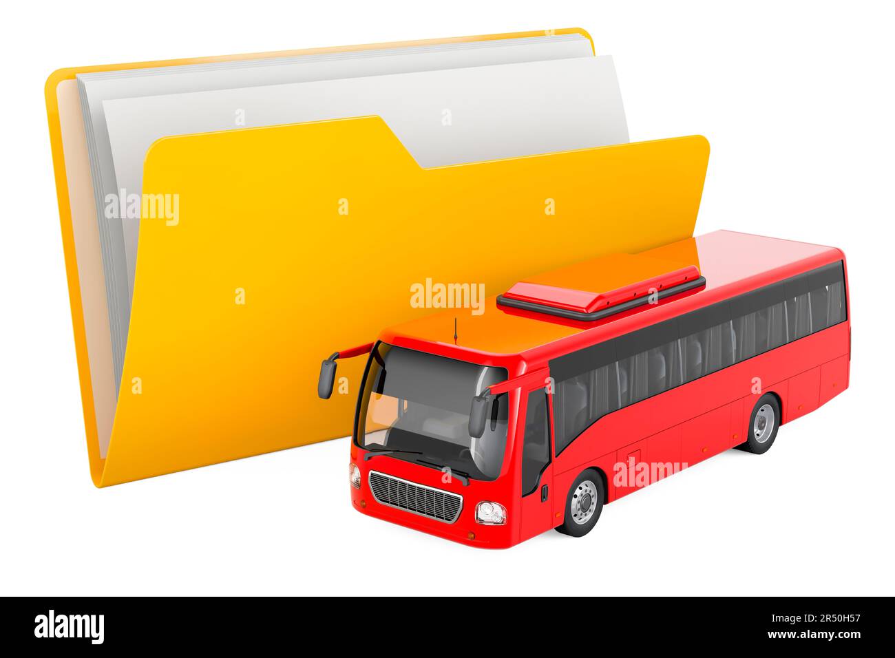 Computer folder icon with bus, 3D rendering isolated on white ...