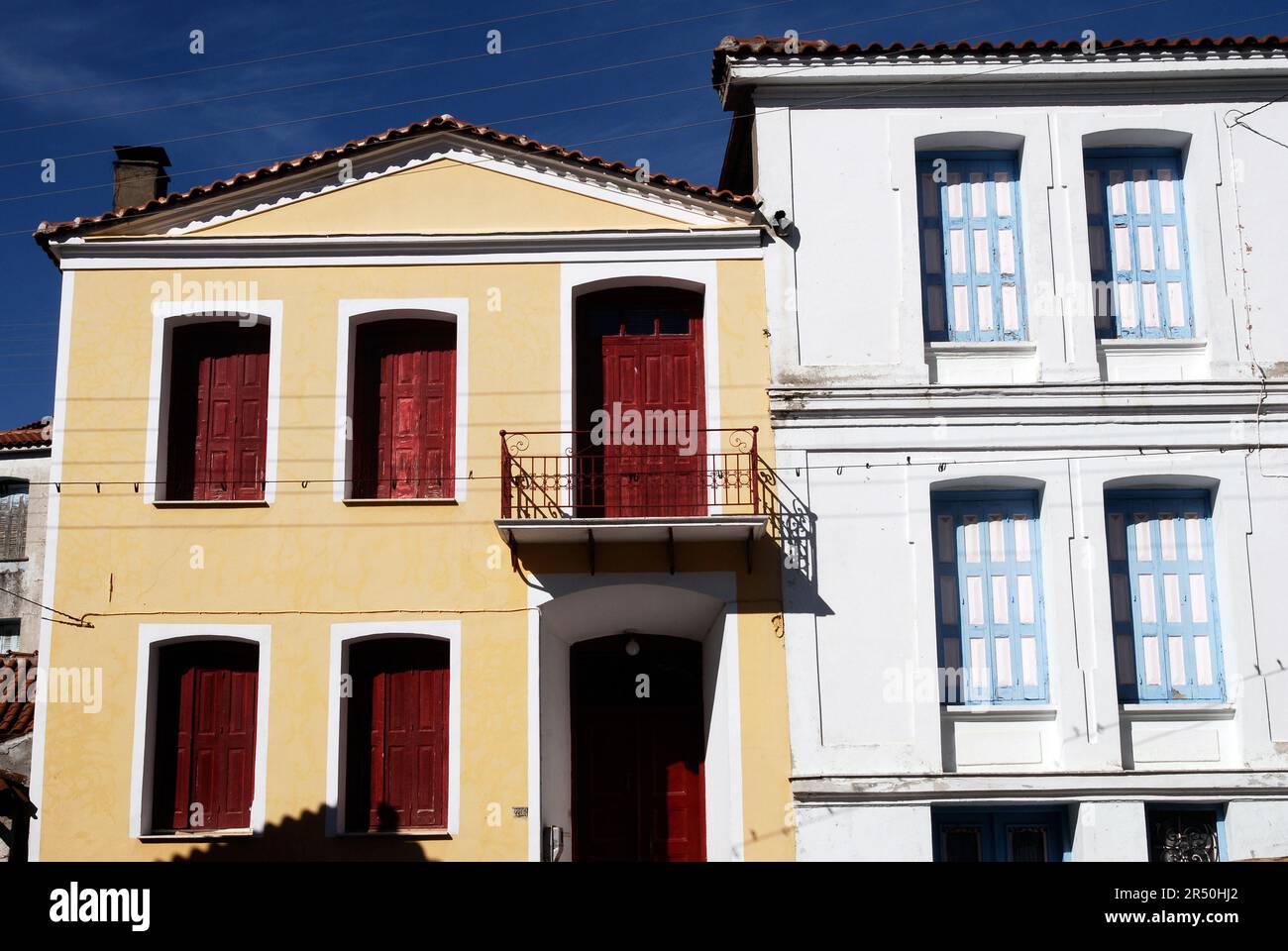 Greece, Northeastern Aegean, Lesvos island Agiasos traditional town ...