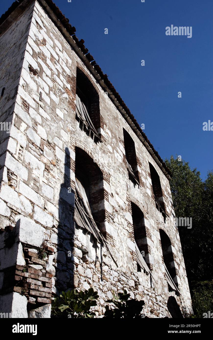 Greece, Northeastern Aegean, Lesvos island Agiasos traditional town ...