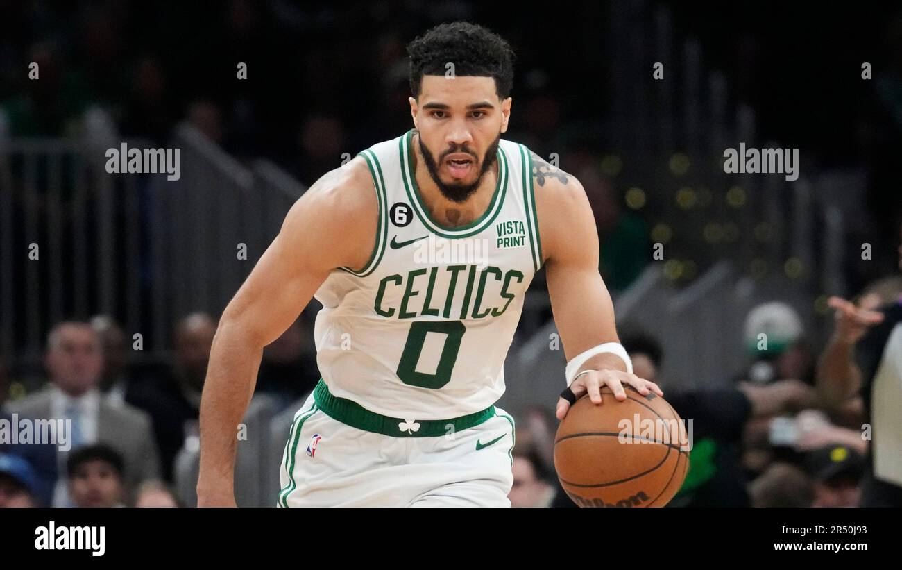 Boston Celtics forward Jayson Tatum (0) during Game 2 of the NBA basketball Eastern Conference ...