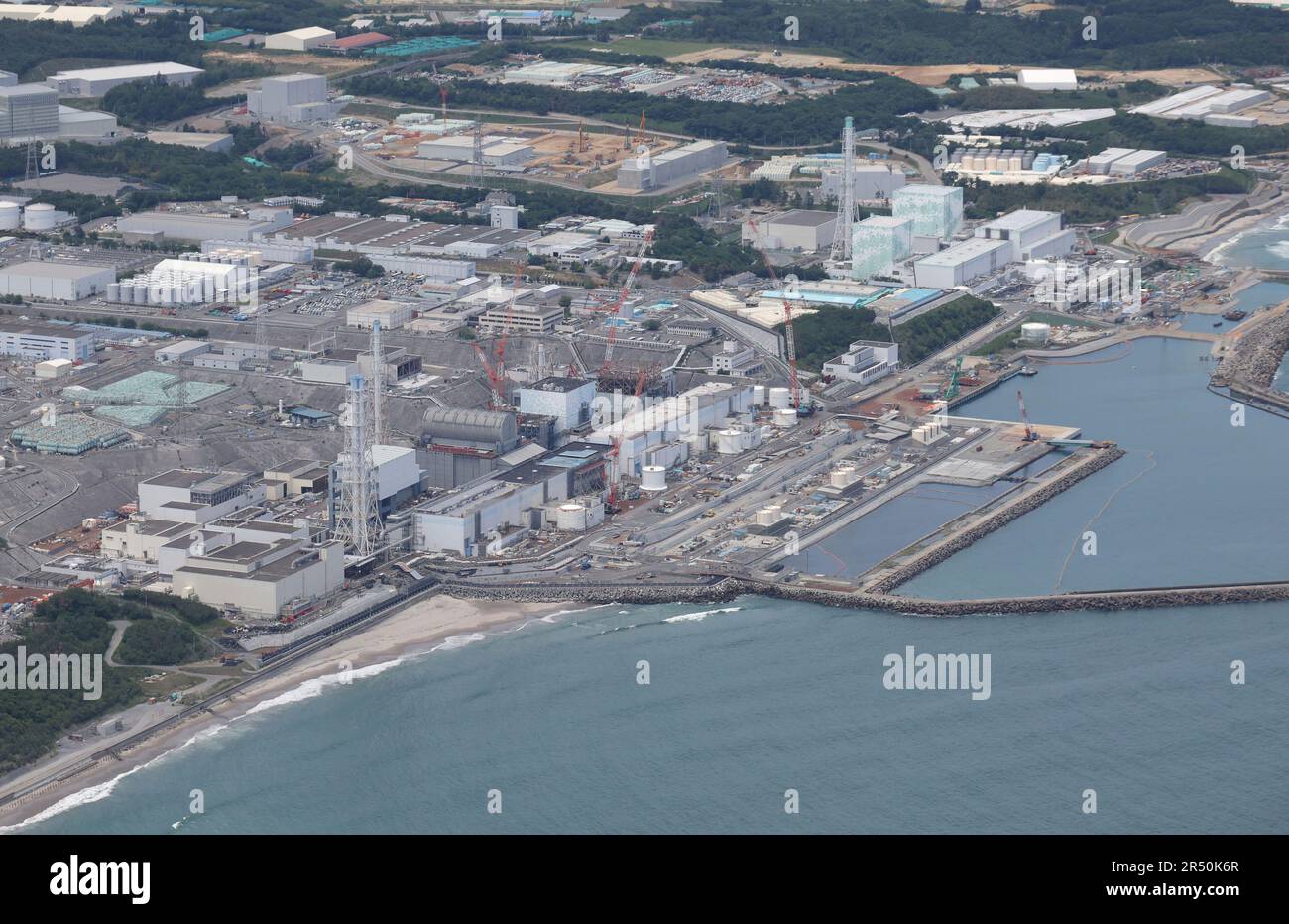 An aerial photo shows Fukushima No. 1 nuclear power plant in Okuma ...
