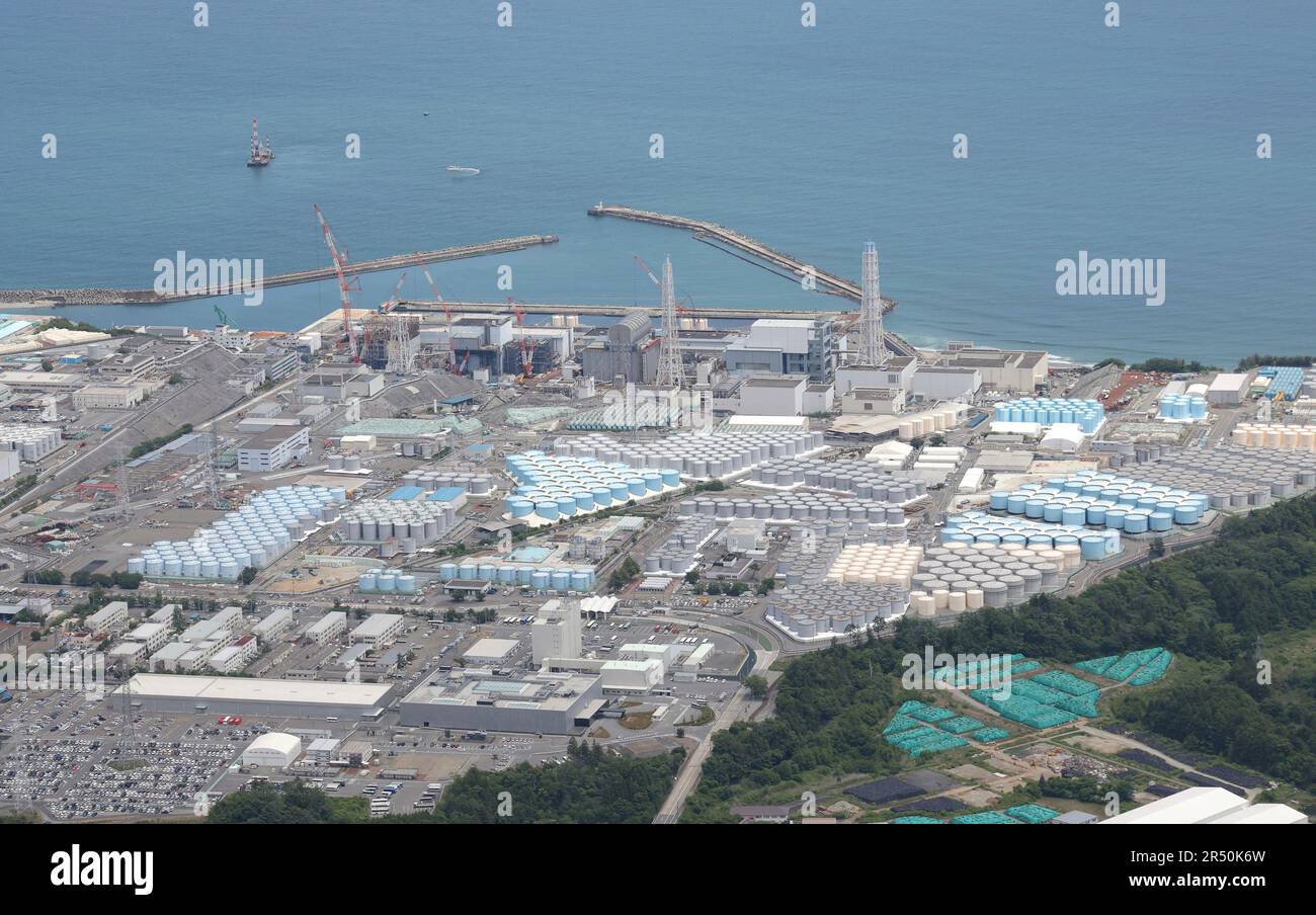 An aerial photo shows Fukushima No. 1 nuclear power plant in Okuma ...