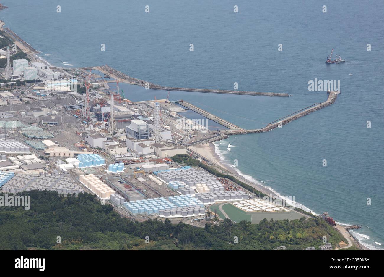 An aerial photo shows Fukushima No. 1 nuclear power plant in Okuma ...