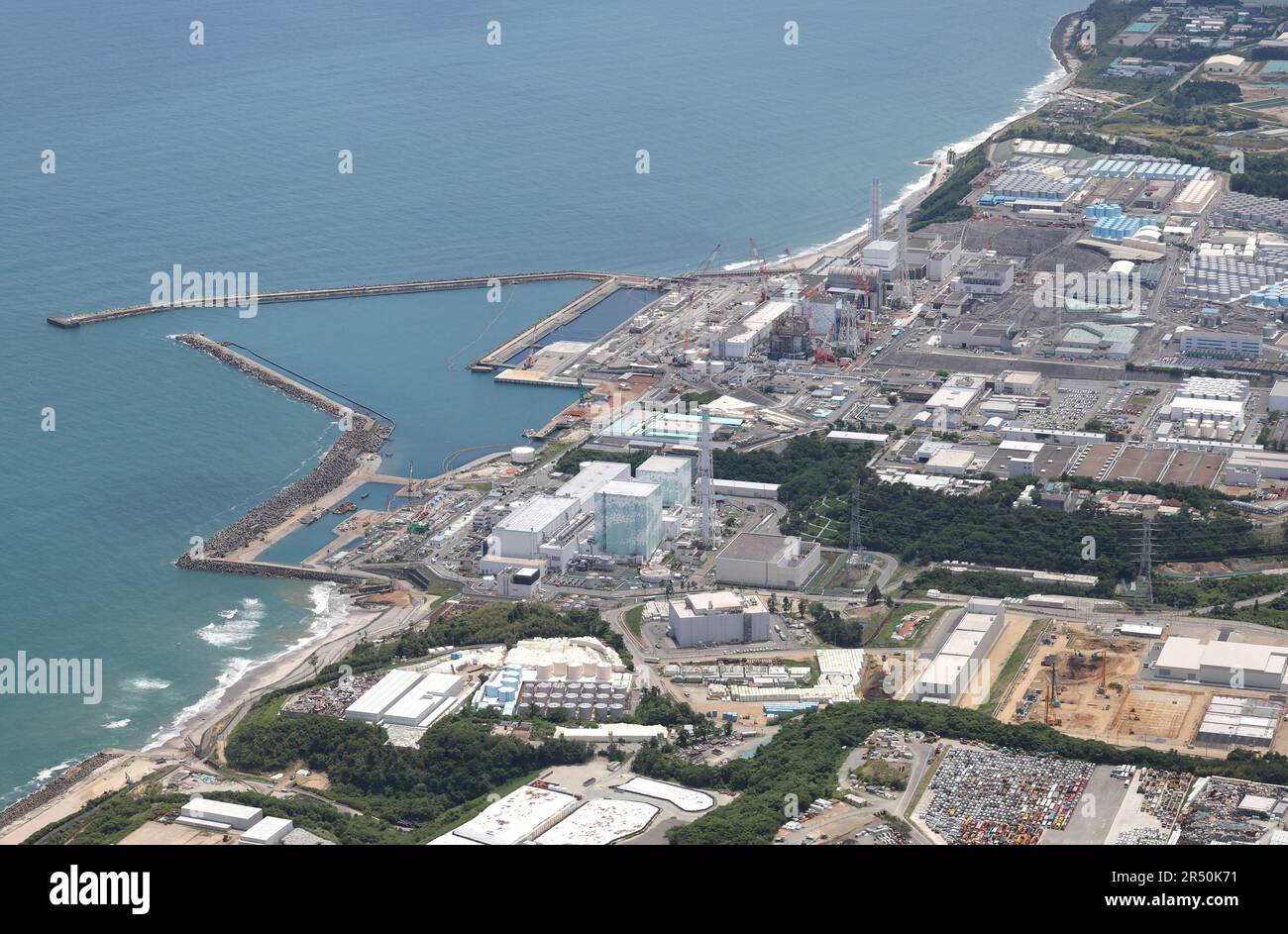 An aerial photo shows Fukushima No. 1 nuclear power plant in Okuma ...