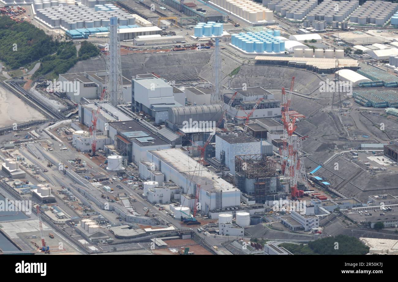 An aerial photo shows Fukushima No. 1 nuclear power plant in Okuma ...