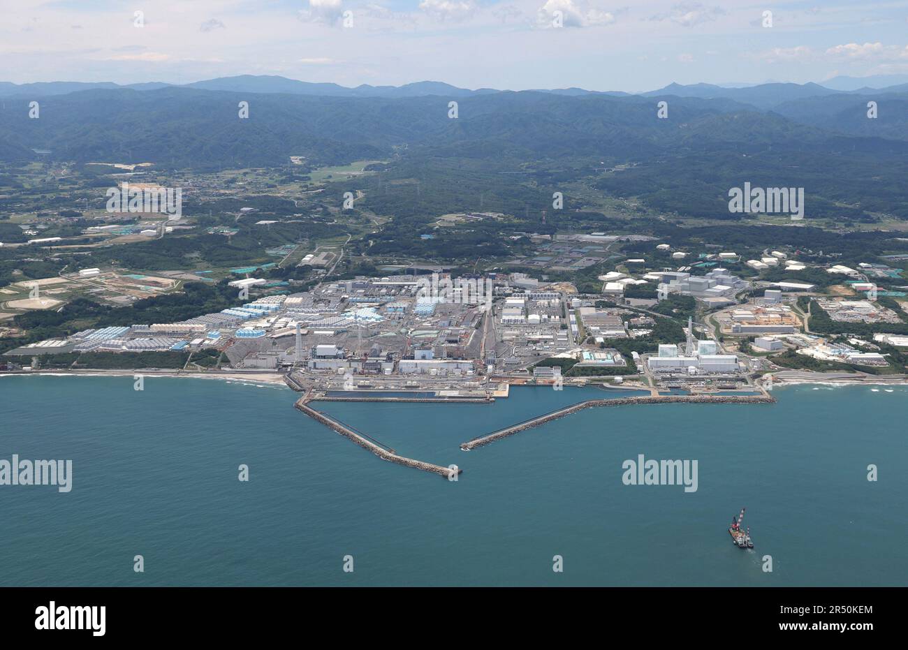 An aerial photo shows Fukushima No. 1 nuclear power plant in Okuma ...