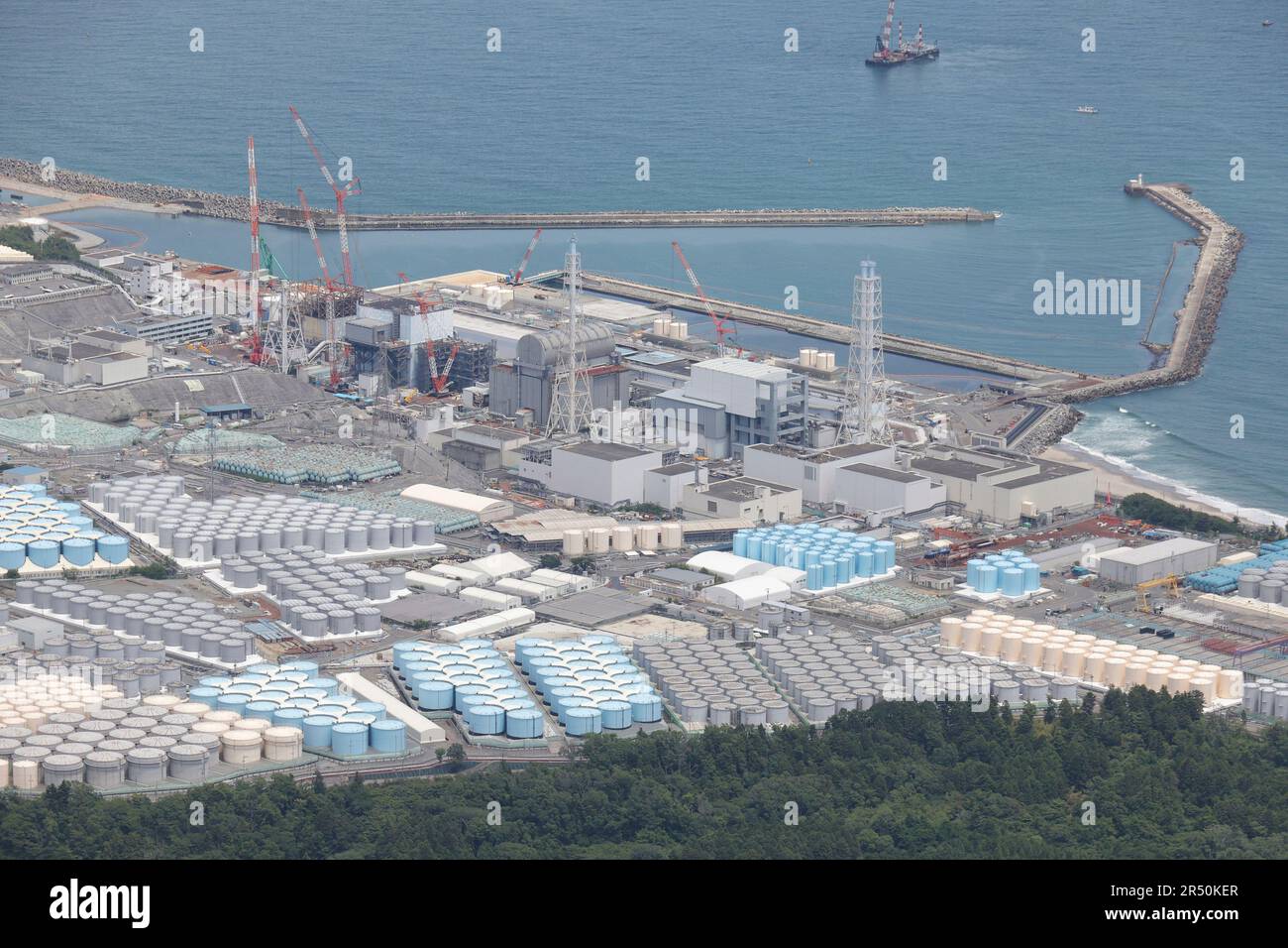 An aerial photo shows Fukushima No. 1 nuclear power plant in Okuma ...
