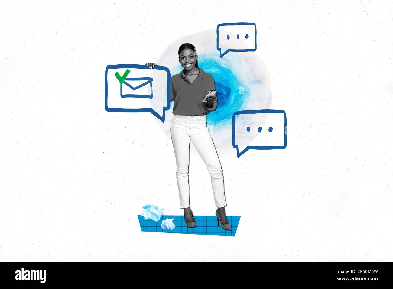 Creative banner collage picture illustration of young business lady ...