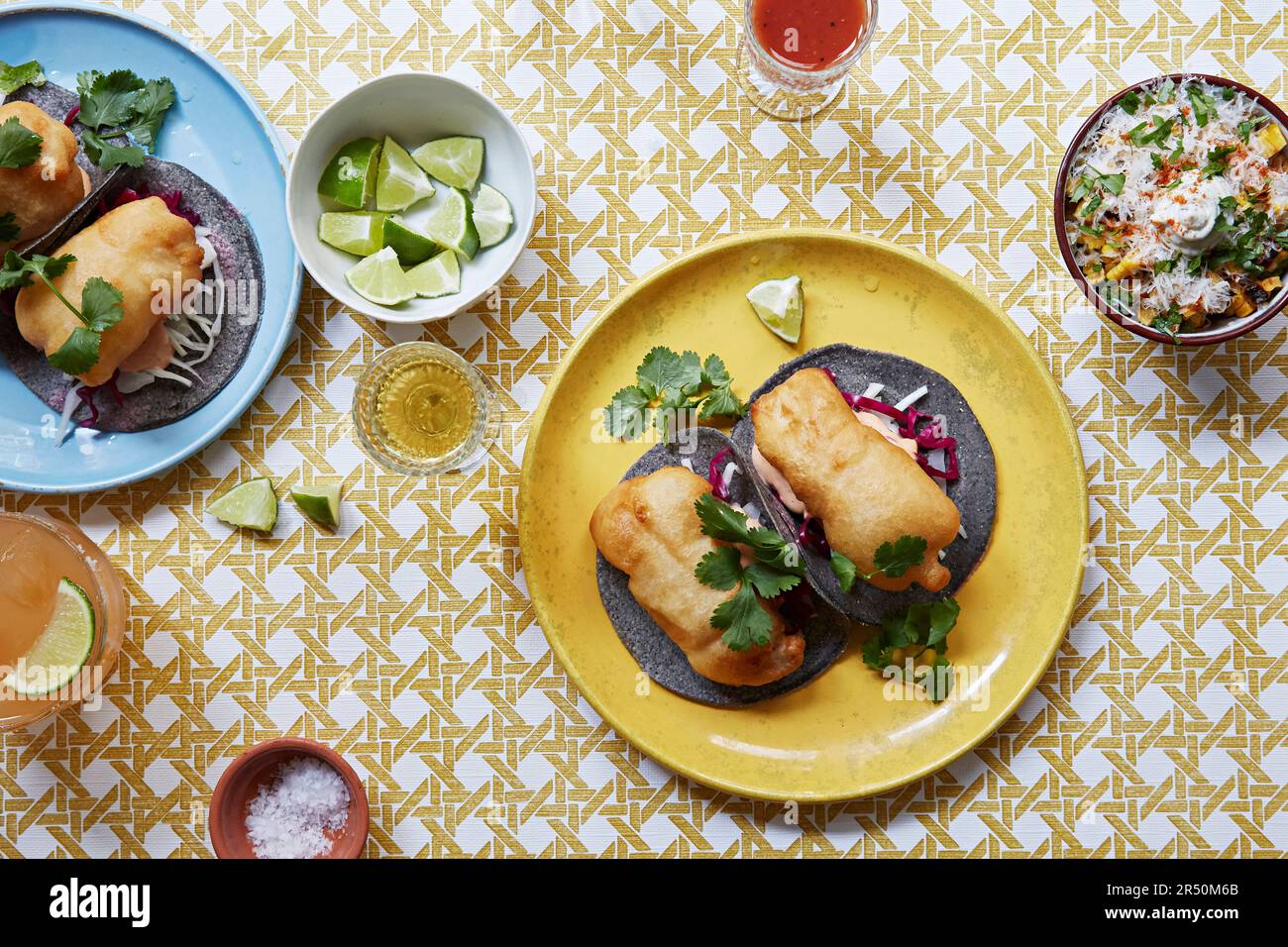 Mexican tacos with deep fried fish Stock Photo - Alamy