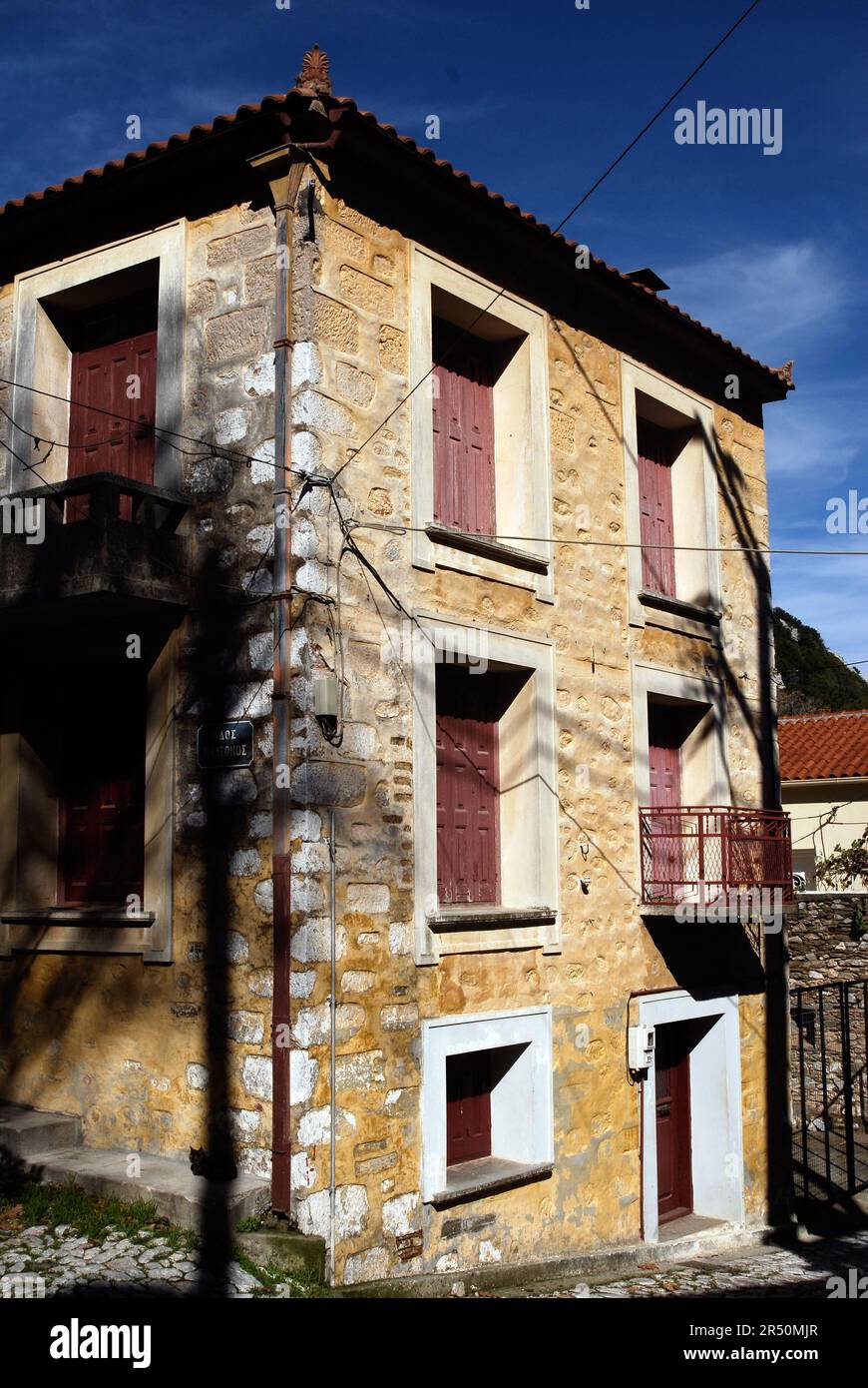 Greece, Northeastern Aegean, Lesvos island Agiasos traditional town ...