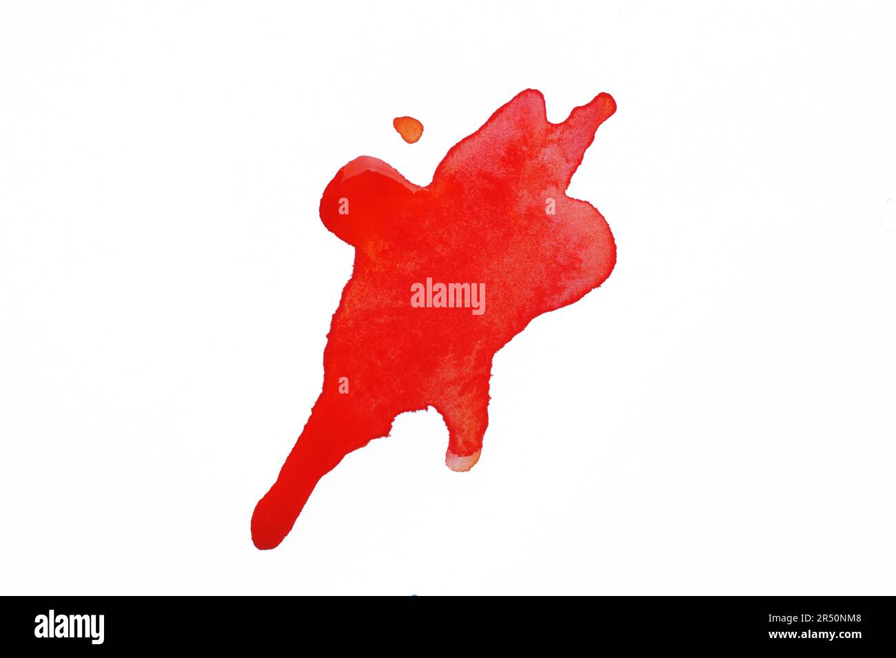Blot of red watercolor paint on white paper, top view Stock Photo - Alamy