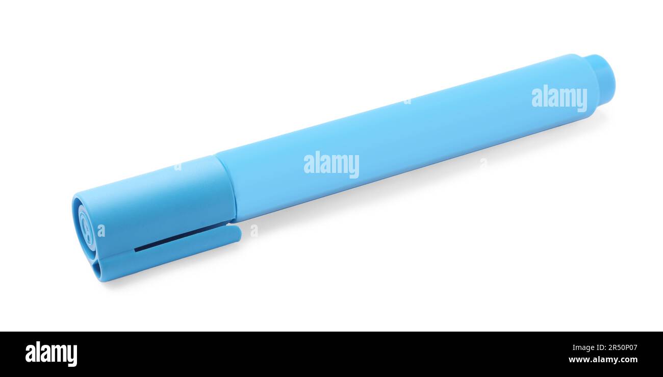 Bright light blue marker isolated on white. School stationery Stock ...
