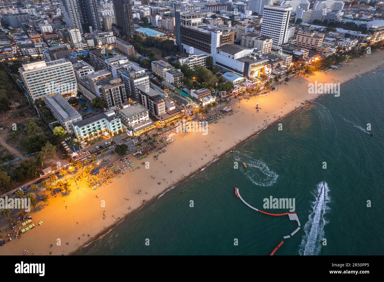 Aerial view of Central Pattaya beach in Chonburi, Thailand Stock Photo ...
