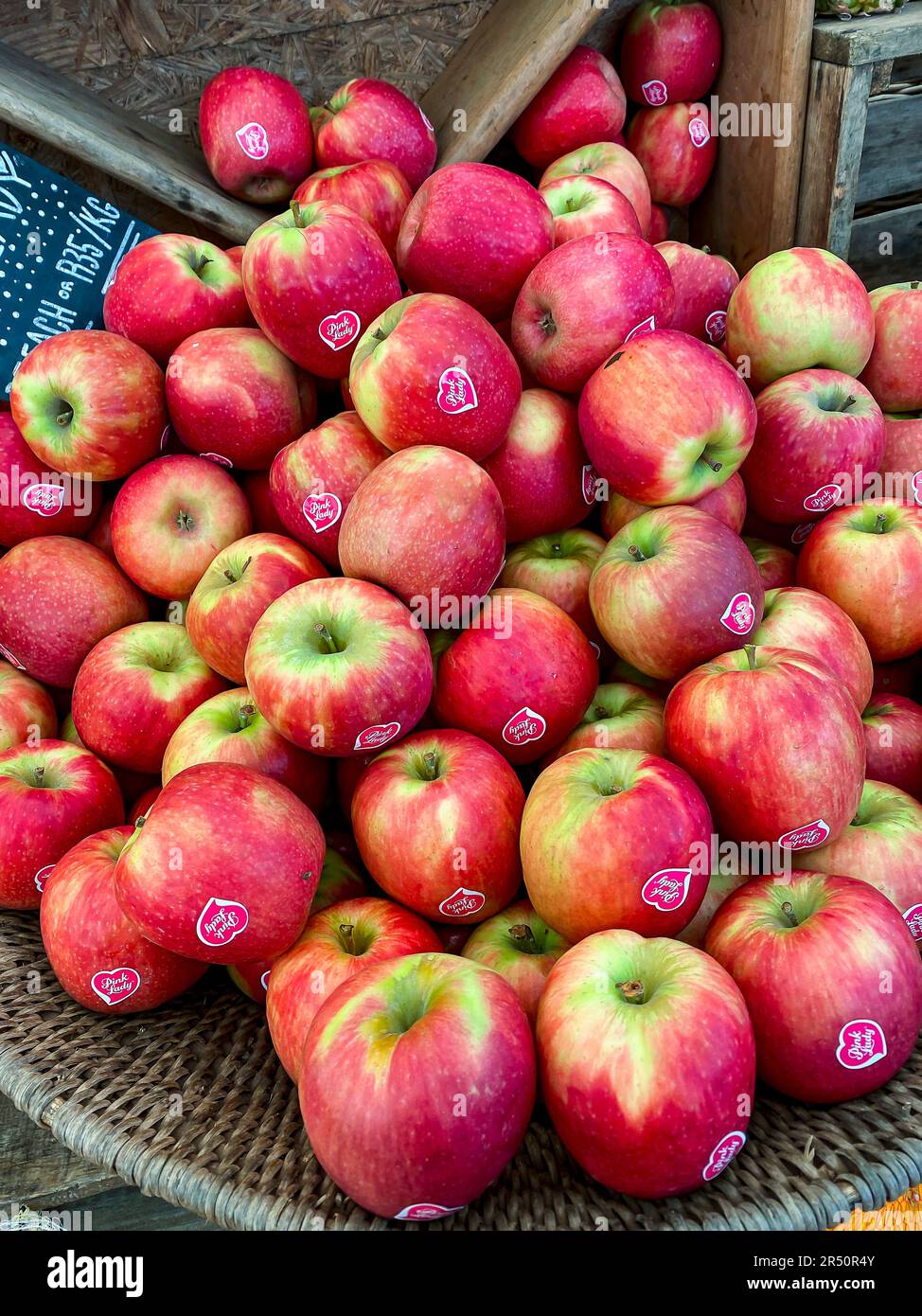 Pink Lady apples at a farmers' market in Cape Town, South Africa Stock ...