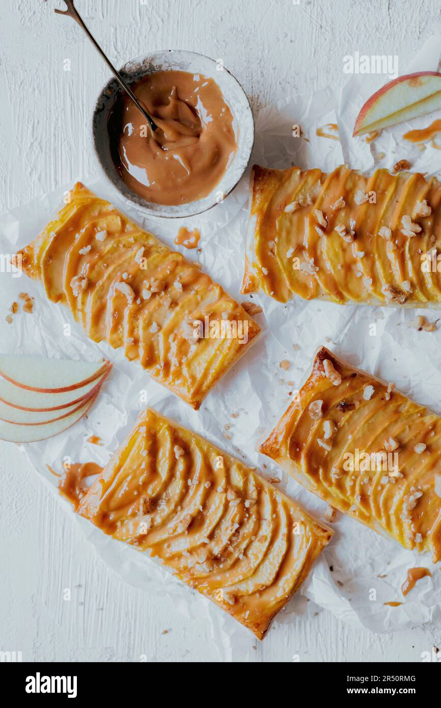 Puff pastry with apples and walnuts Stock Photo - Alamy