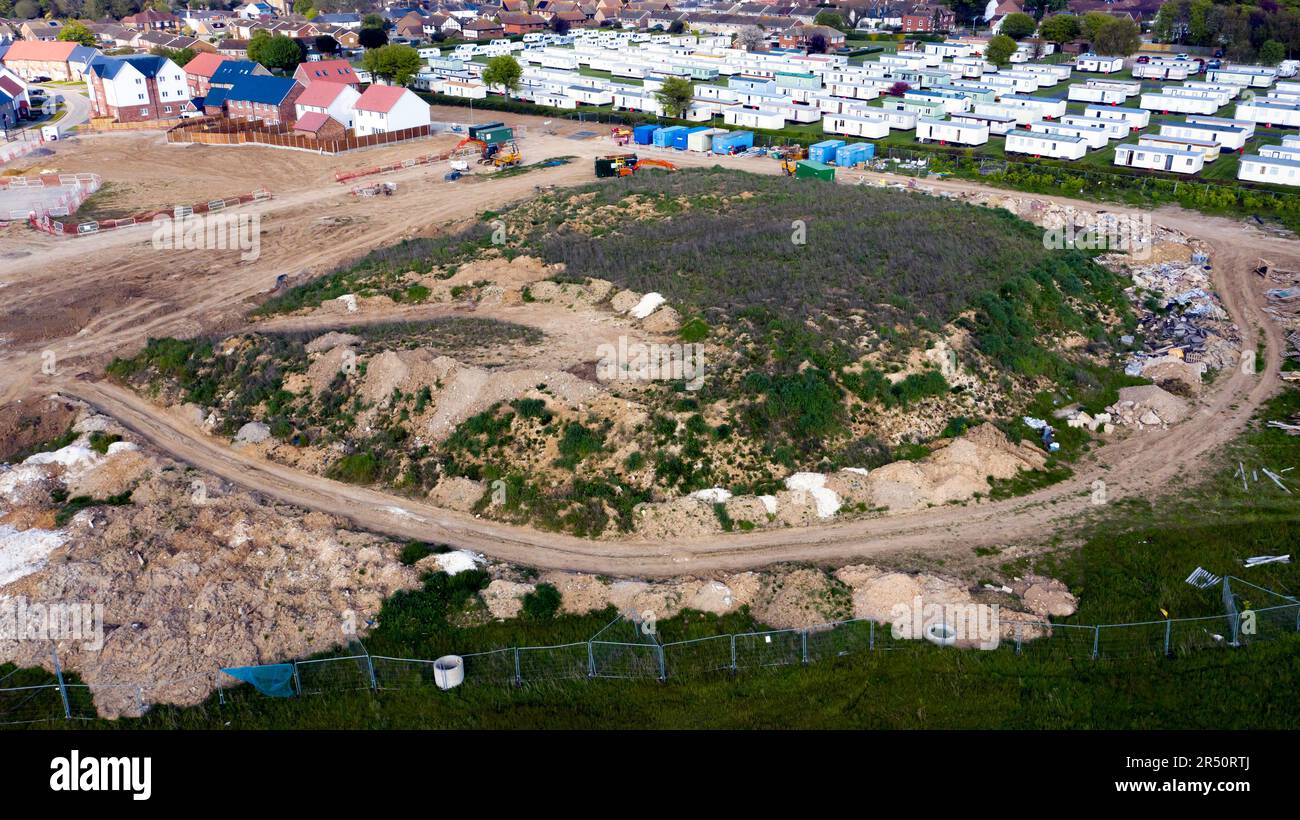 Aerial view of part of top soil heaps, on the Millers Retreat housing ...
