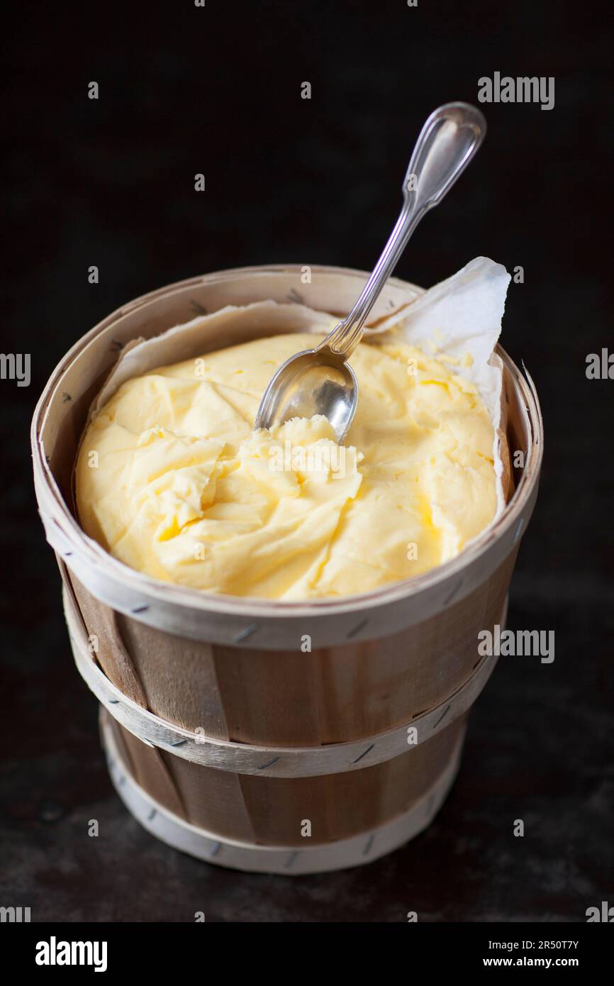 Butter in small barrel Stock Photo - Alamy