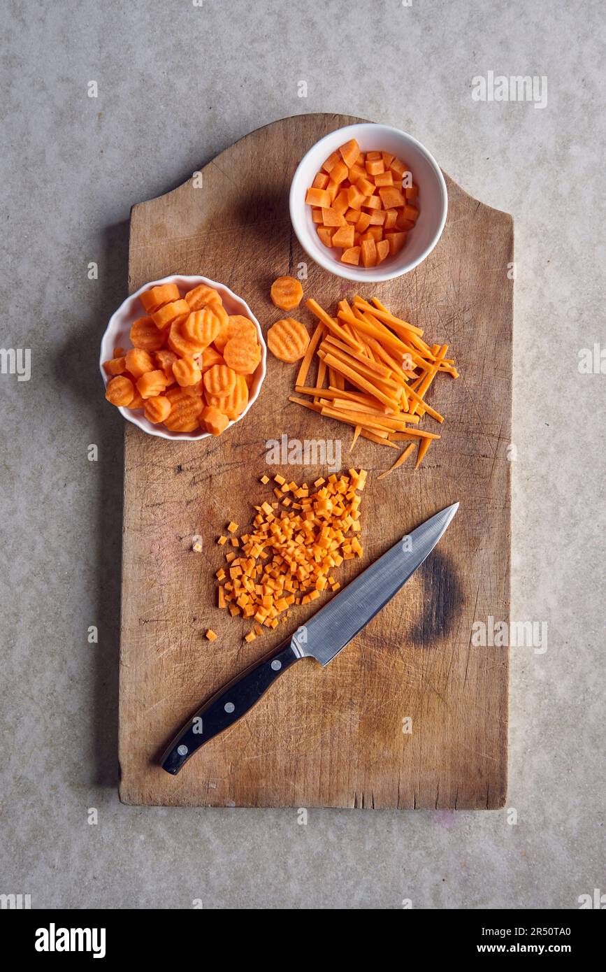 Carrots cut in different ways Stock Photo - Alamy