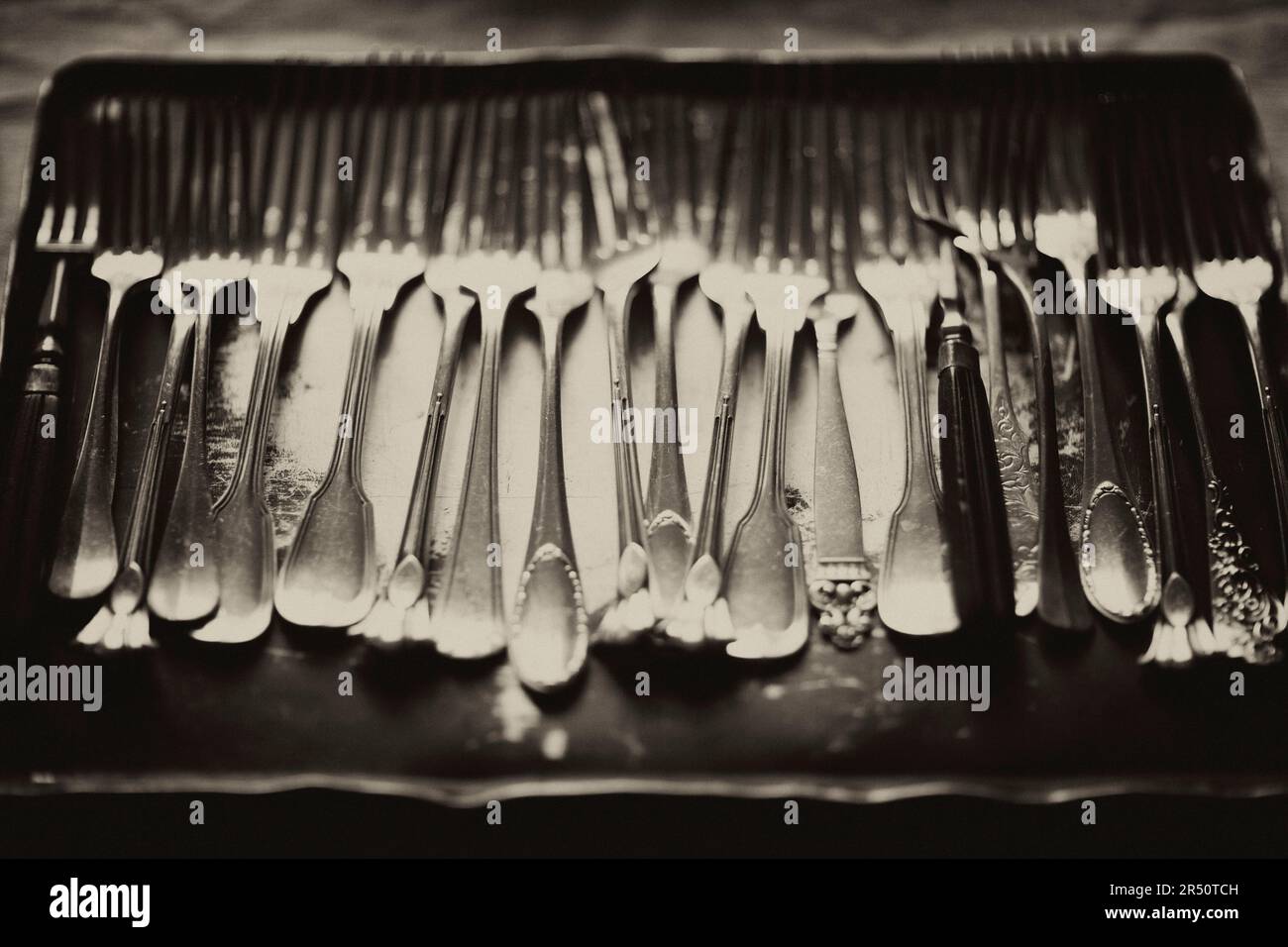 Old silver forks Stock Photo - Alamy