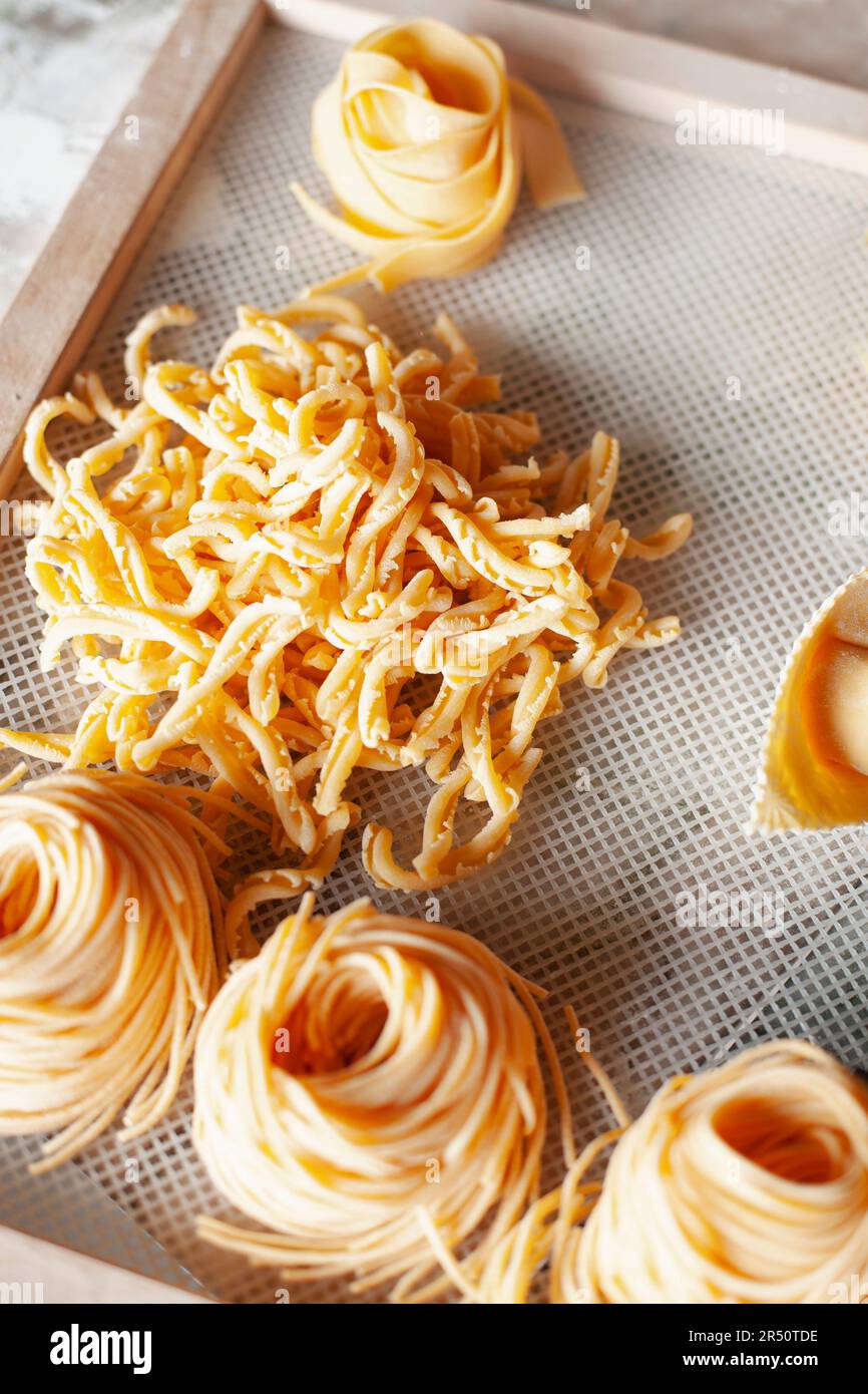 Assorted homemade pasta Stock Photo - Alamy
