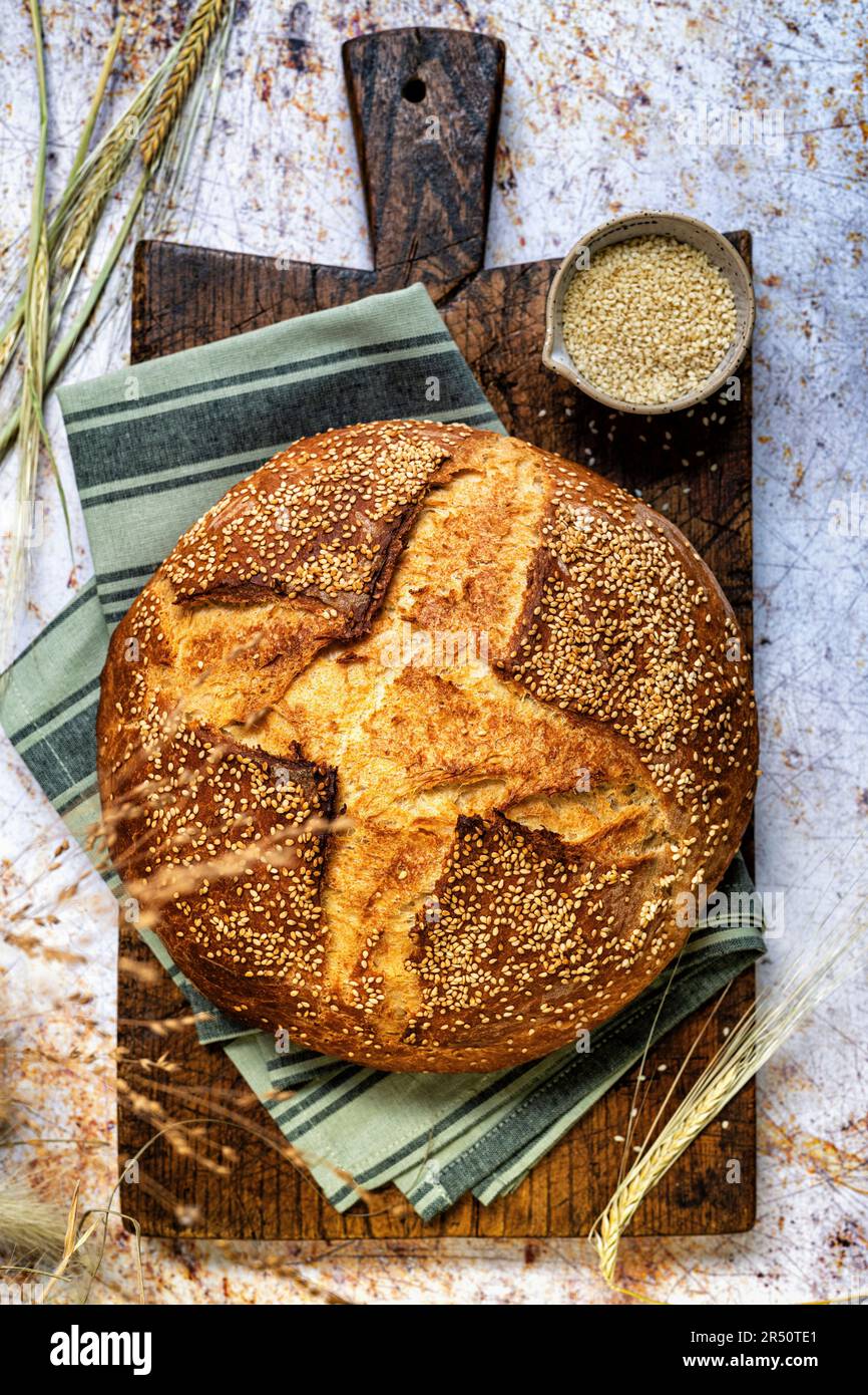 Loaf of Greek bread Stock Photo - Alamy