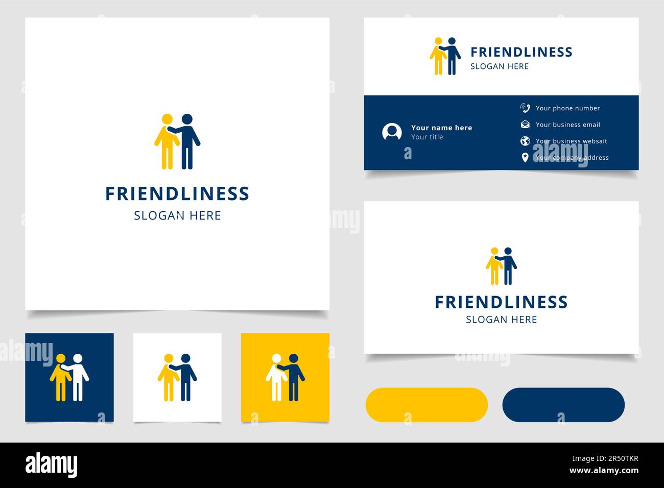 Friendliness logo design with editable slogan. Branding book and ...