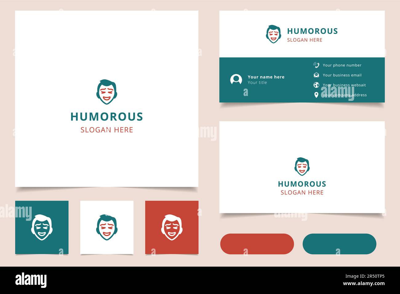 Humorous logo design with editable slogan. Branding book and business ...