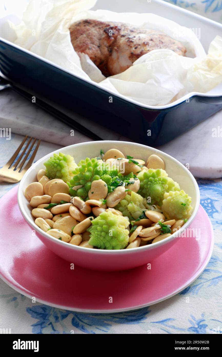 Lupin beans with romanesco cauliflower Stock Photo - Alamy
