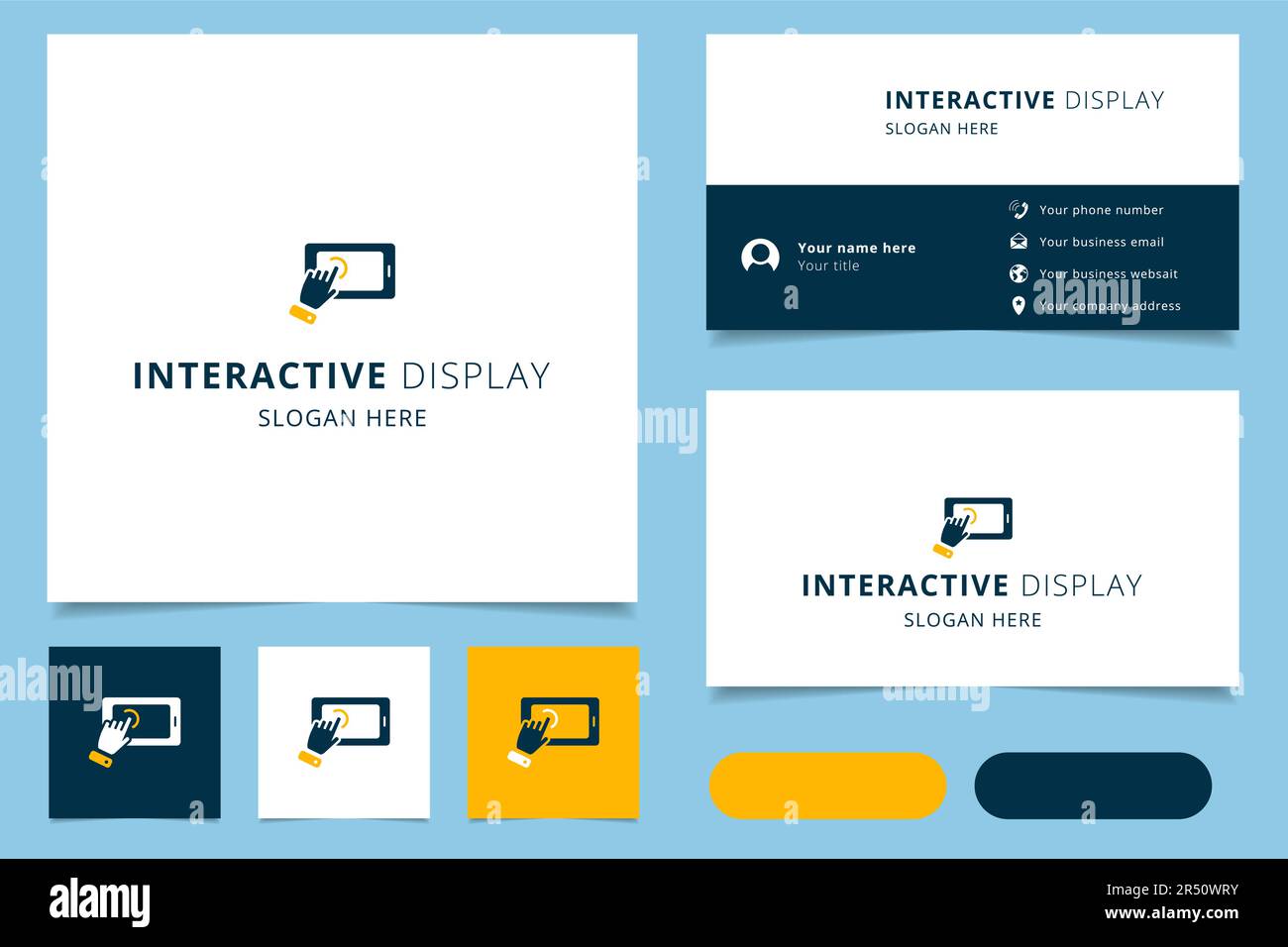 Interactive display logo design with editable slogan. Branding book and ...