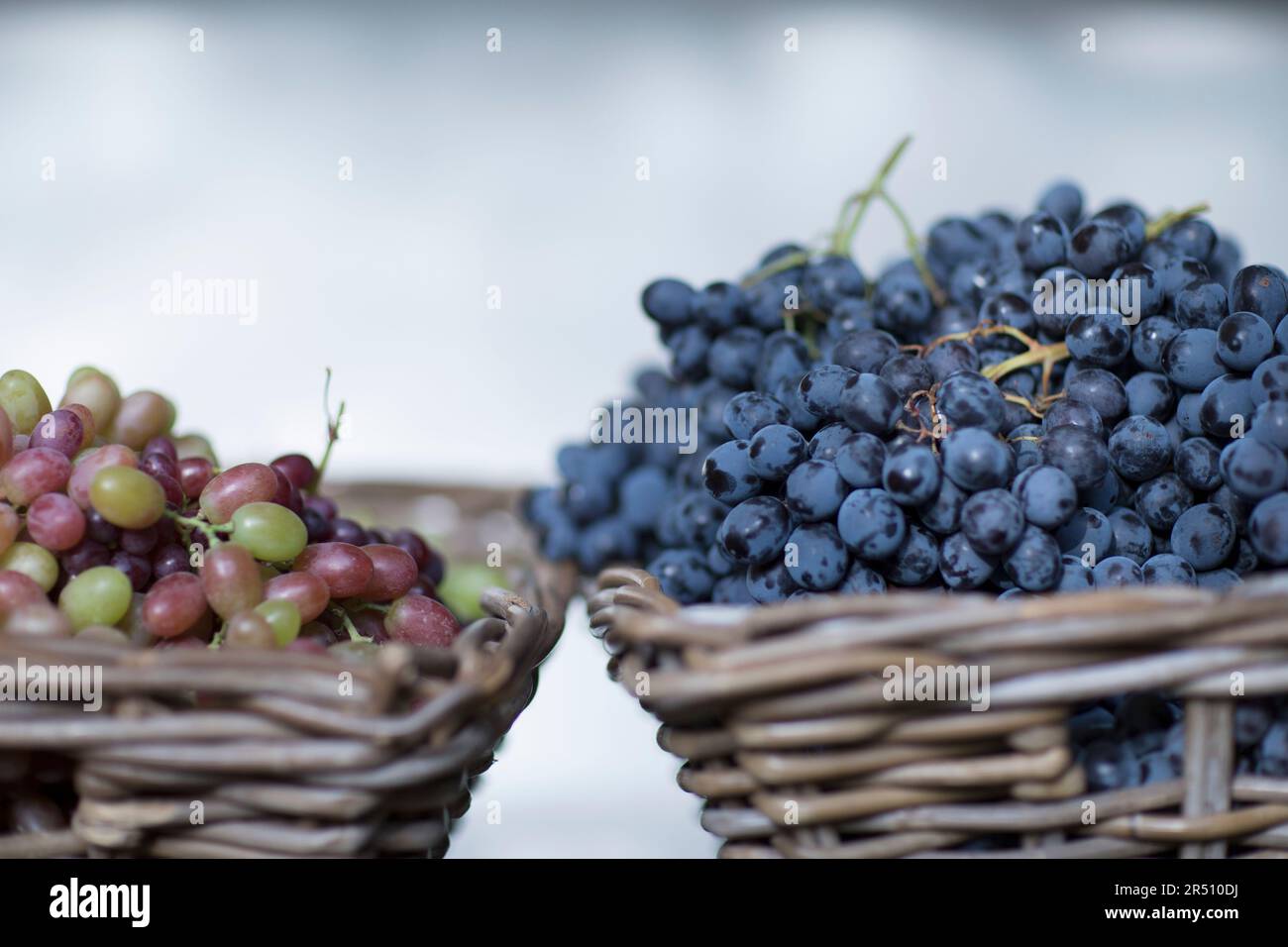 Grapes in baskets on a market stall Stock Photo - Alamy