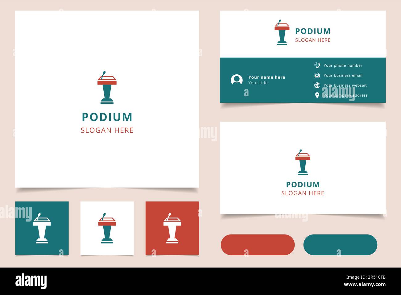 Podium logo design with editable slogan. Branding book and business ...