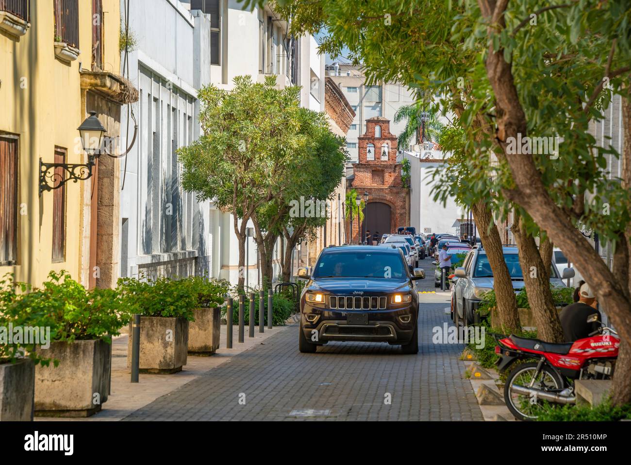 View of Chapel of Our Lady of Remedies and street, Santo Domingo ...