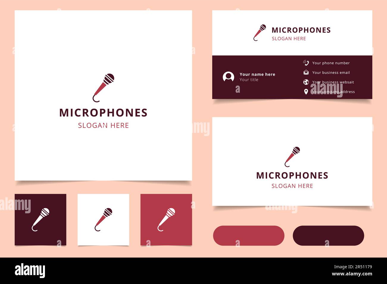 Microphones logo design with editable slogan. Branding book and ...