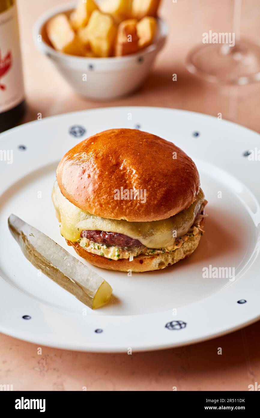 Beef burger in a brioche bun Stock Photo - Alamy