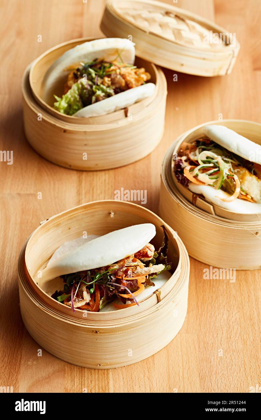 Bao buns in steam baskets (Asia Stock Photo - Alamy