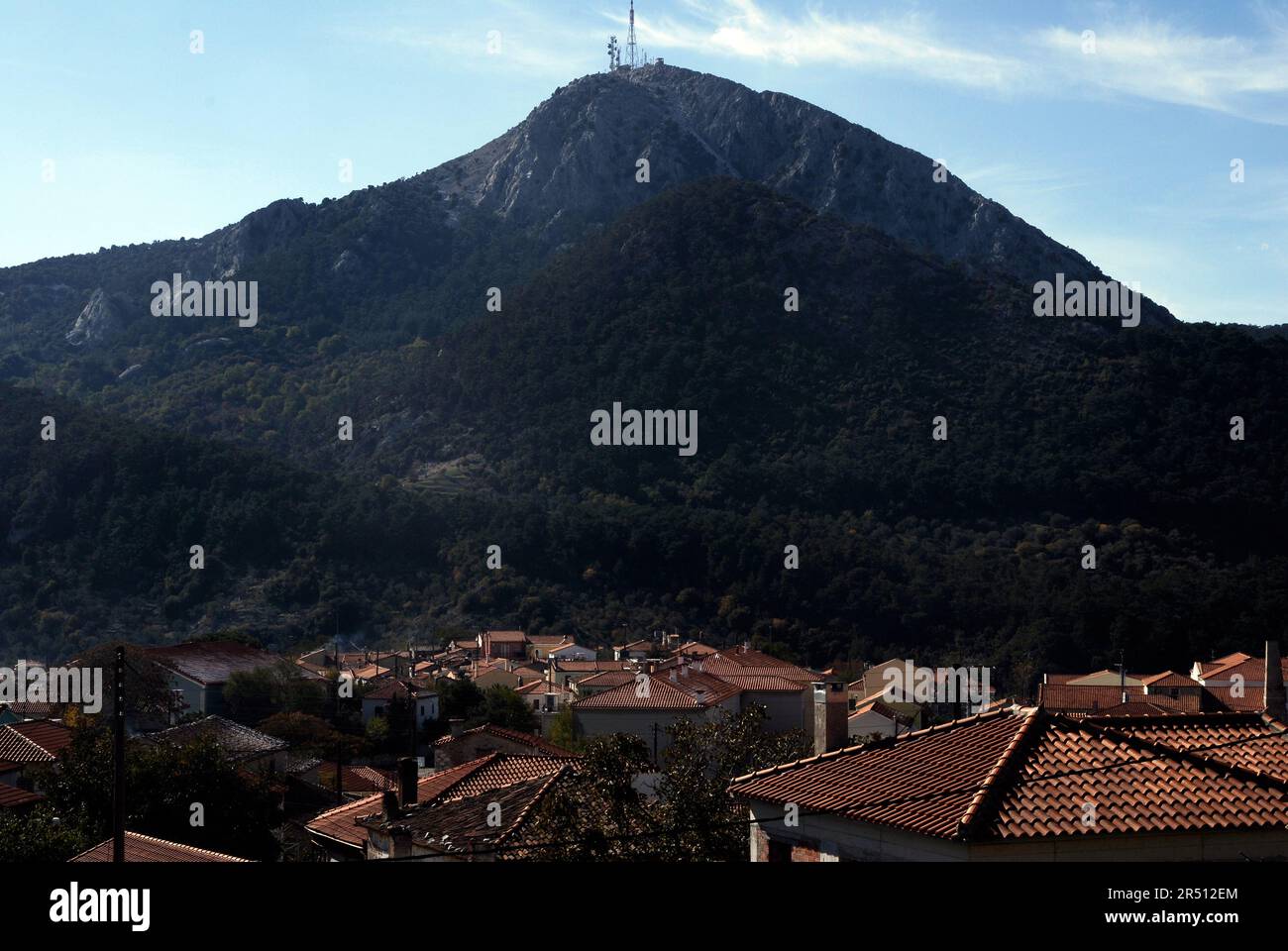 Greece, Northeastern Aegean, Lesvos island Agiasos traditional town ...