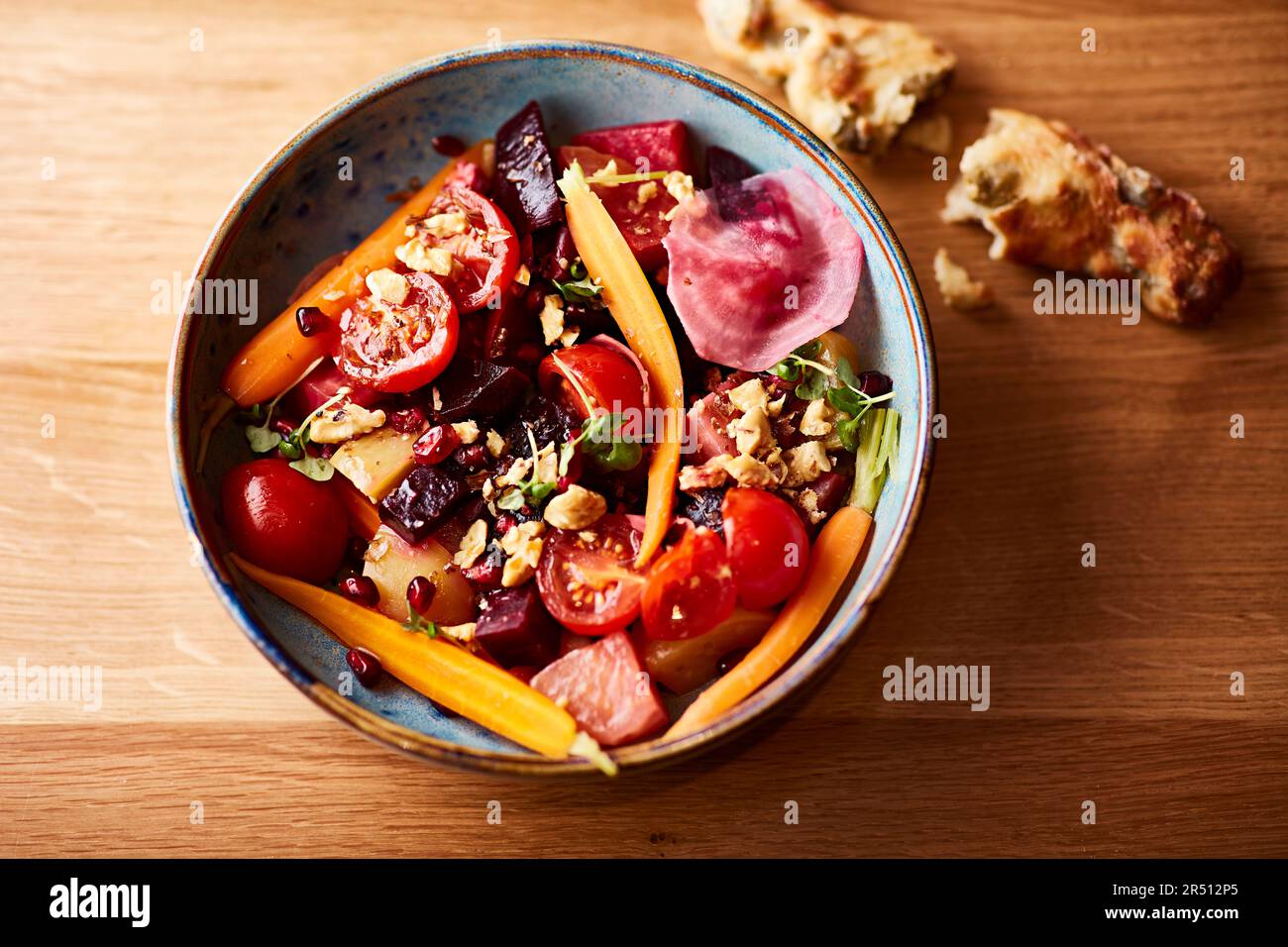 Vegetable salad with carrots, tomatoes, beetroot and walnuts Stock ...